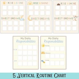 Kids Daily Responsibility Chart, Printable Daily Routine, Visual ...