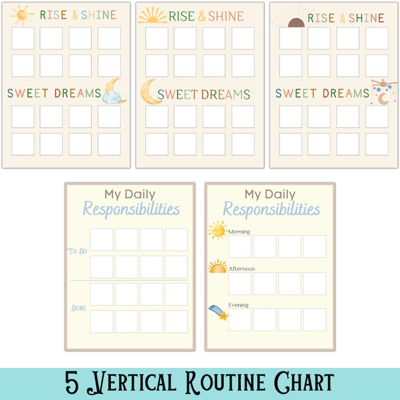 Kids Daily Responsibility Chart, Printable Daily Routine, Visual ...