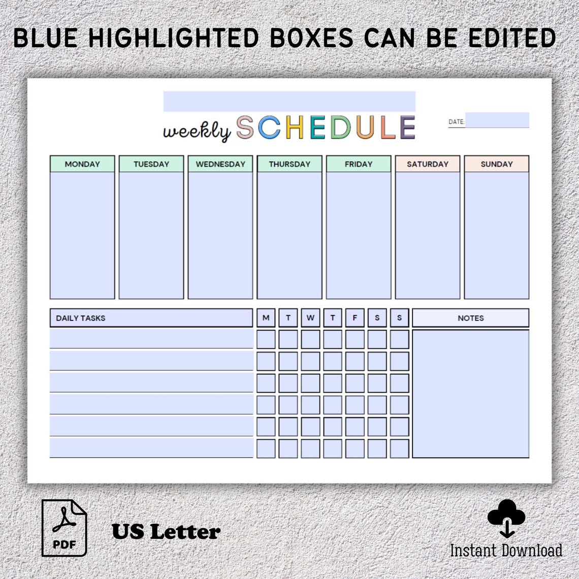 Editable Weekly Schedule for Kids | Kids Weekly Planner PDF | Weekly ...