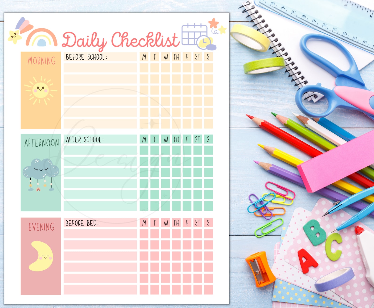 Kids Daily School Checklist, Responsibility Chart, to Do List, Editable ...