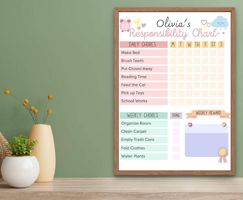 Responsibility Chart Kids Daily School Checklist to Do List - Etsy