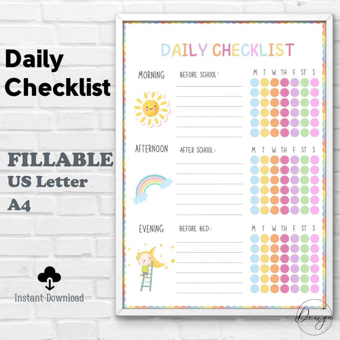 Kids Daily Checklist, Kids Planner, Kids Checklist, Kids Daily Routine ...