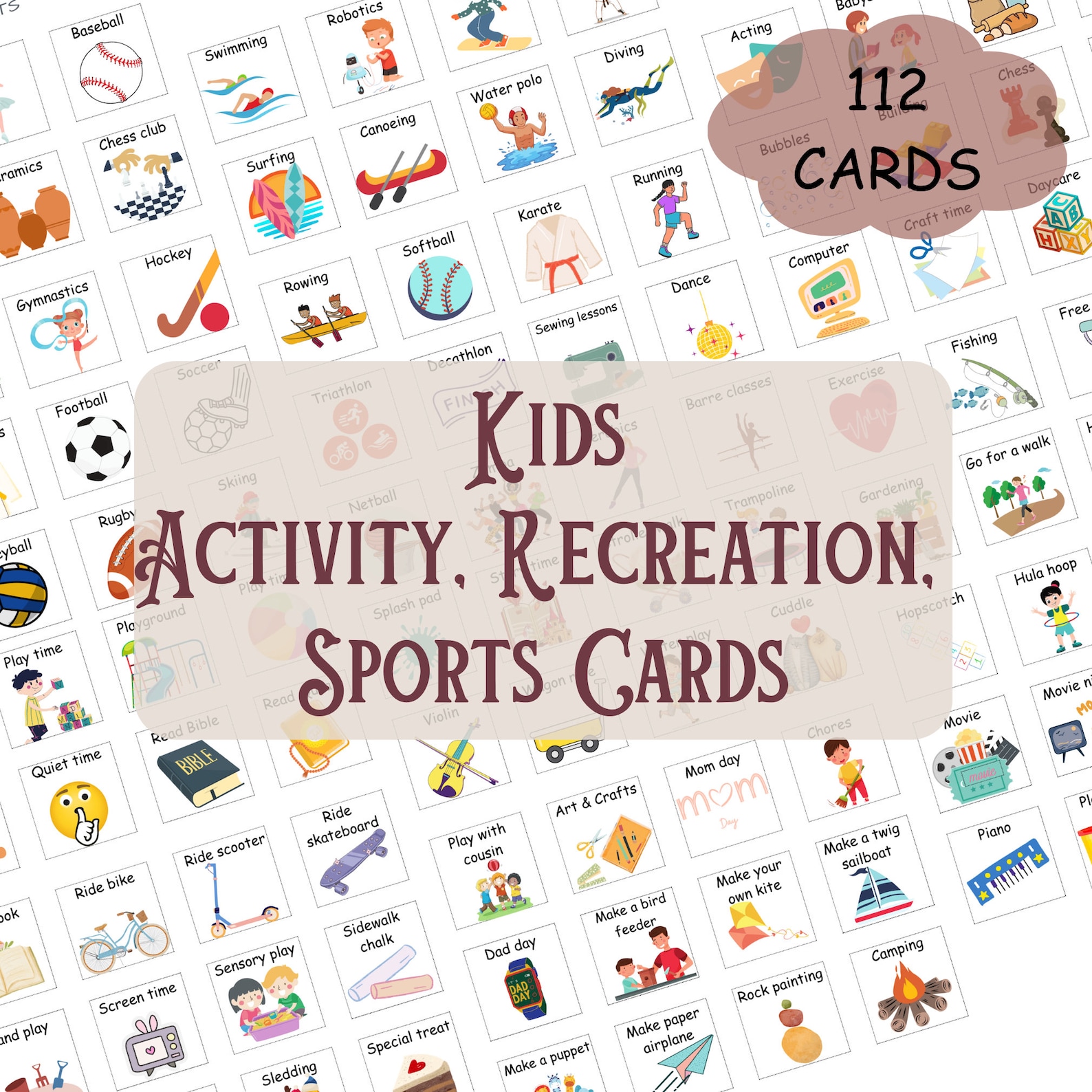 Printable Daily Routine Cards, Kids Activity, Recreation, Sports Cards ...