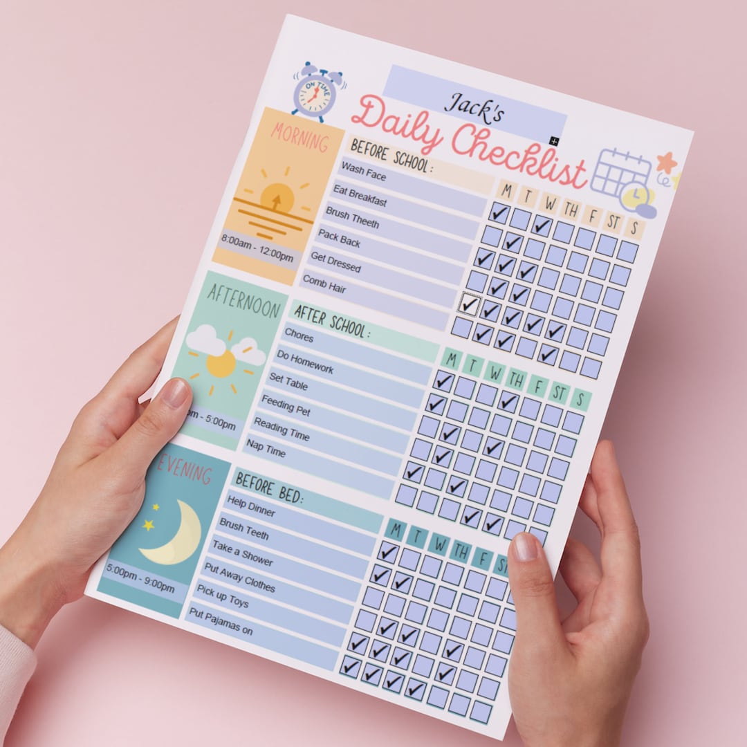 Kids Daily Checklist, Kids Planner, Kids Checklist, Kids Daily Routine ...