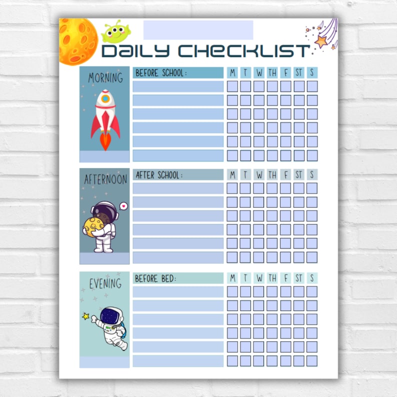 Kids Daily School Checklist, Responsibility Chart, to Do List, Editable ...