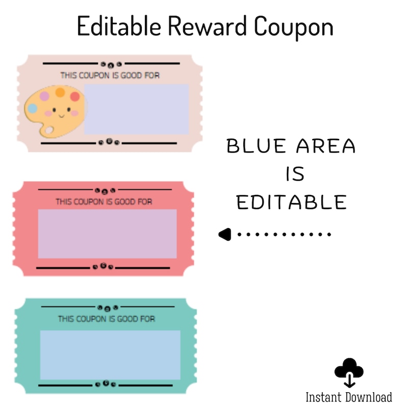 Printable Kids Reward Coupons, Editable Reward Coupons, Pre-filled ...