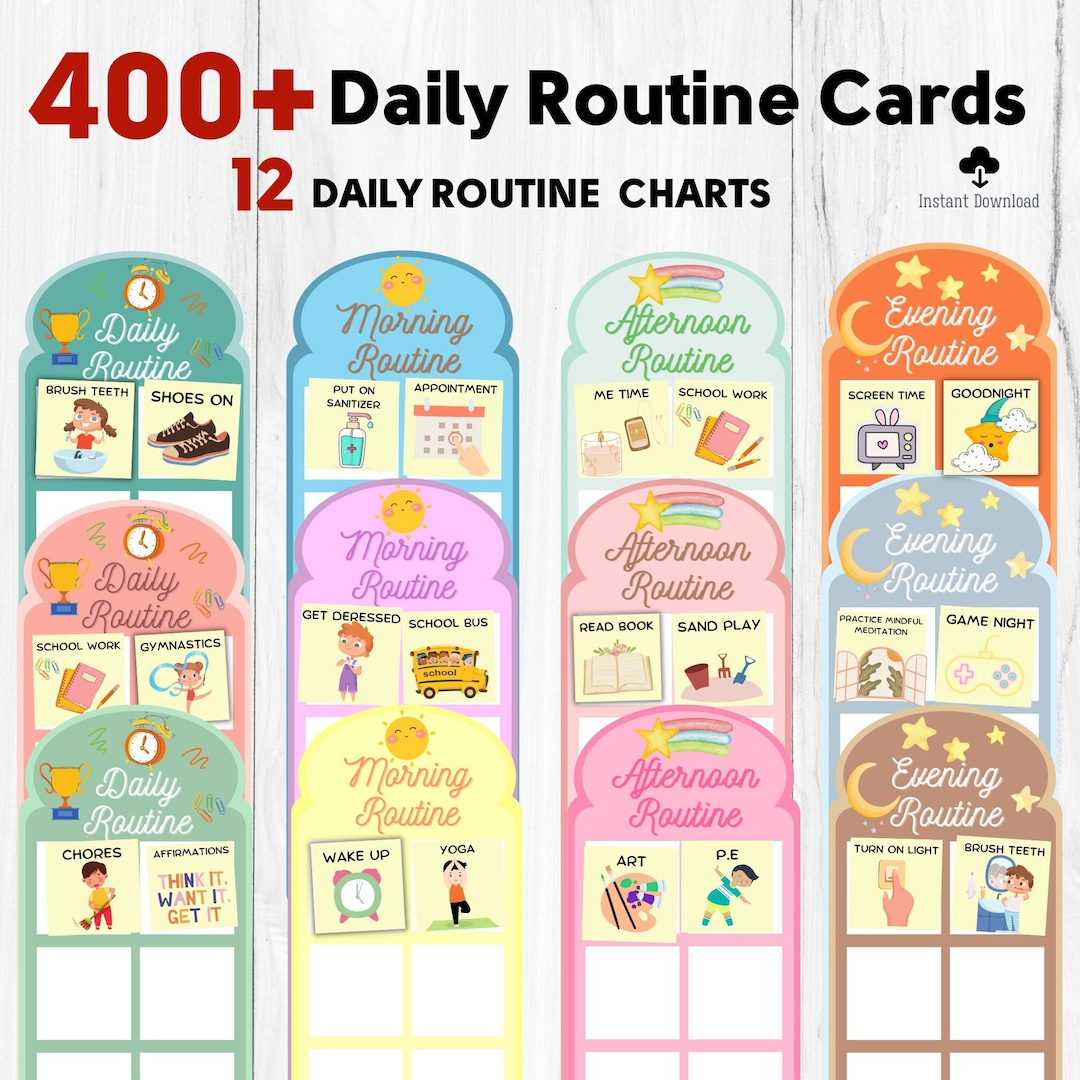 Daily Routine Cards, Visual Schedule, Printable Daily Routine Charts ...