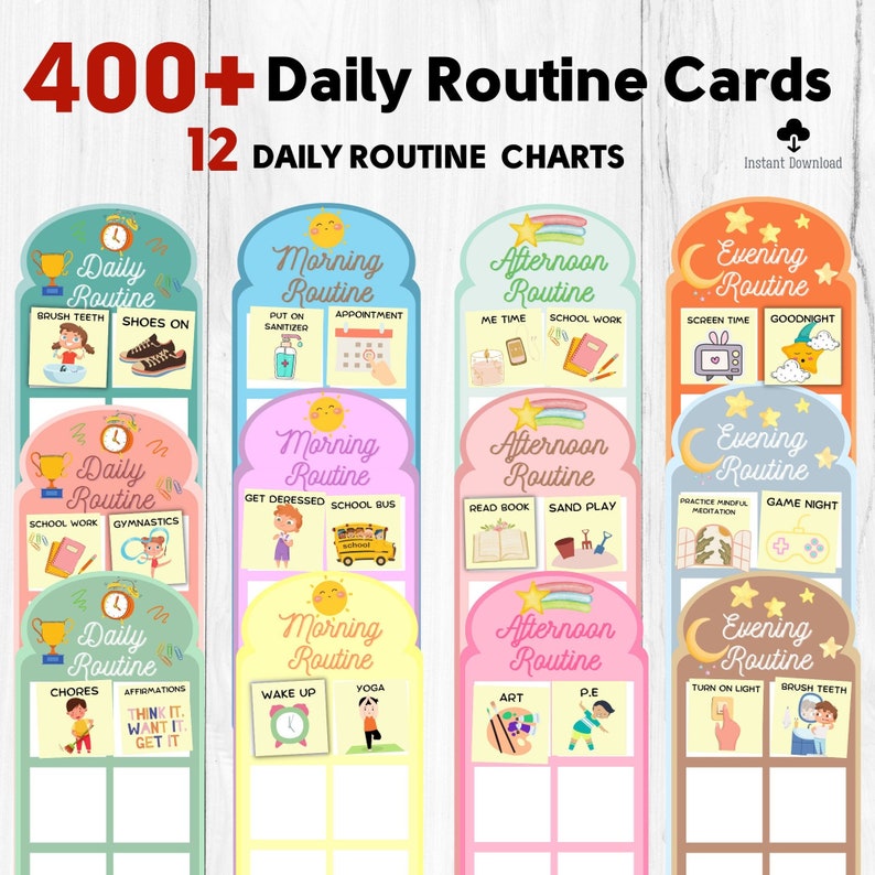 Daily Routine Cards, Visual Schedule, Printable Daily Routine Charts ...