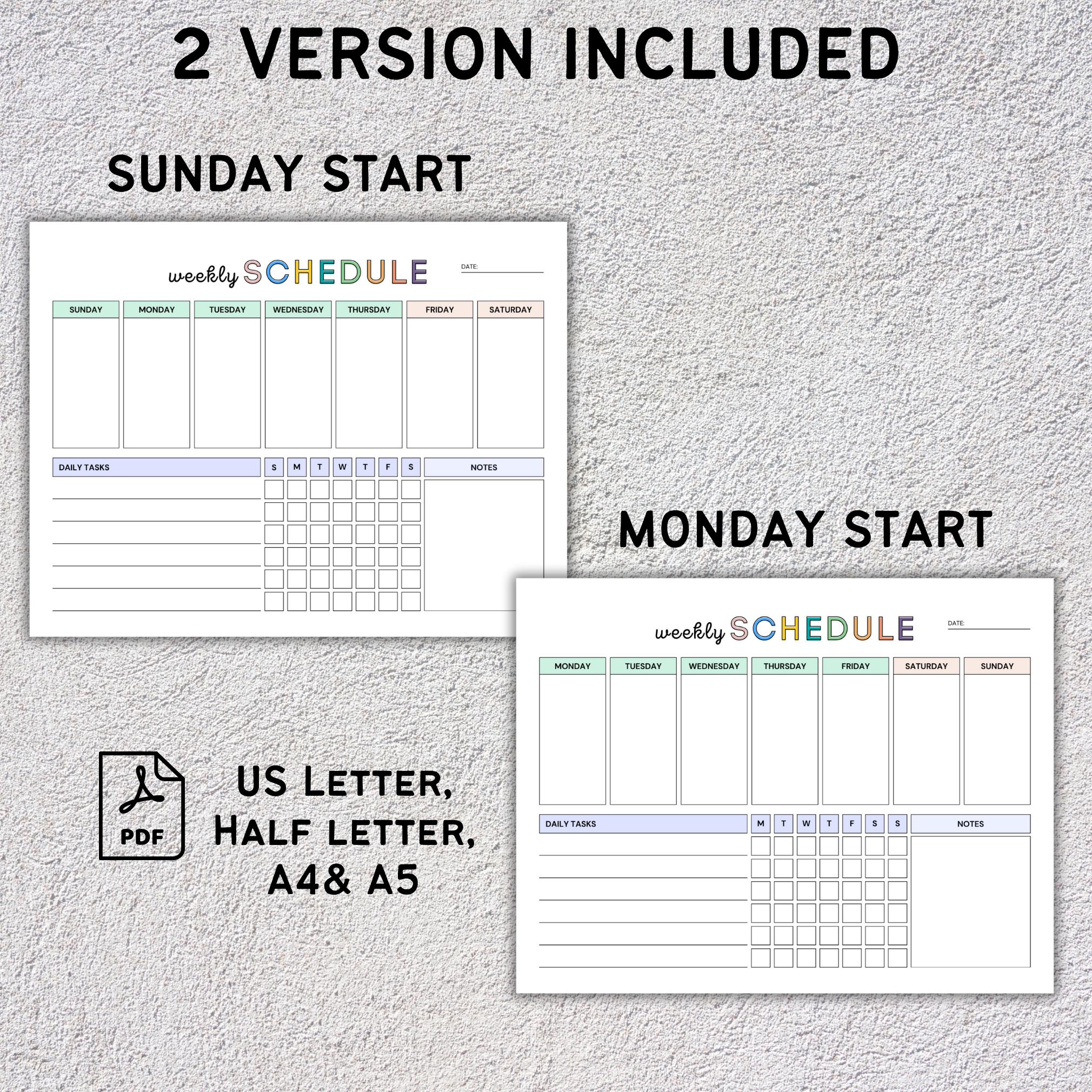 Editable Weekly Schedule for Kids | Kids Weekly Planner PDF | Weekly ...