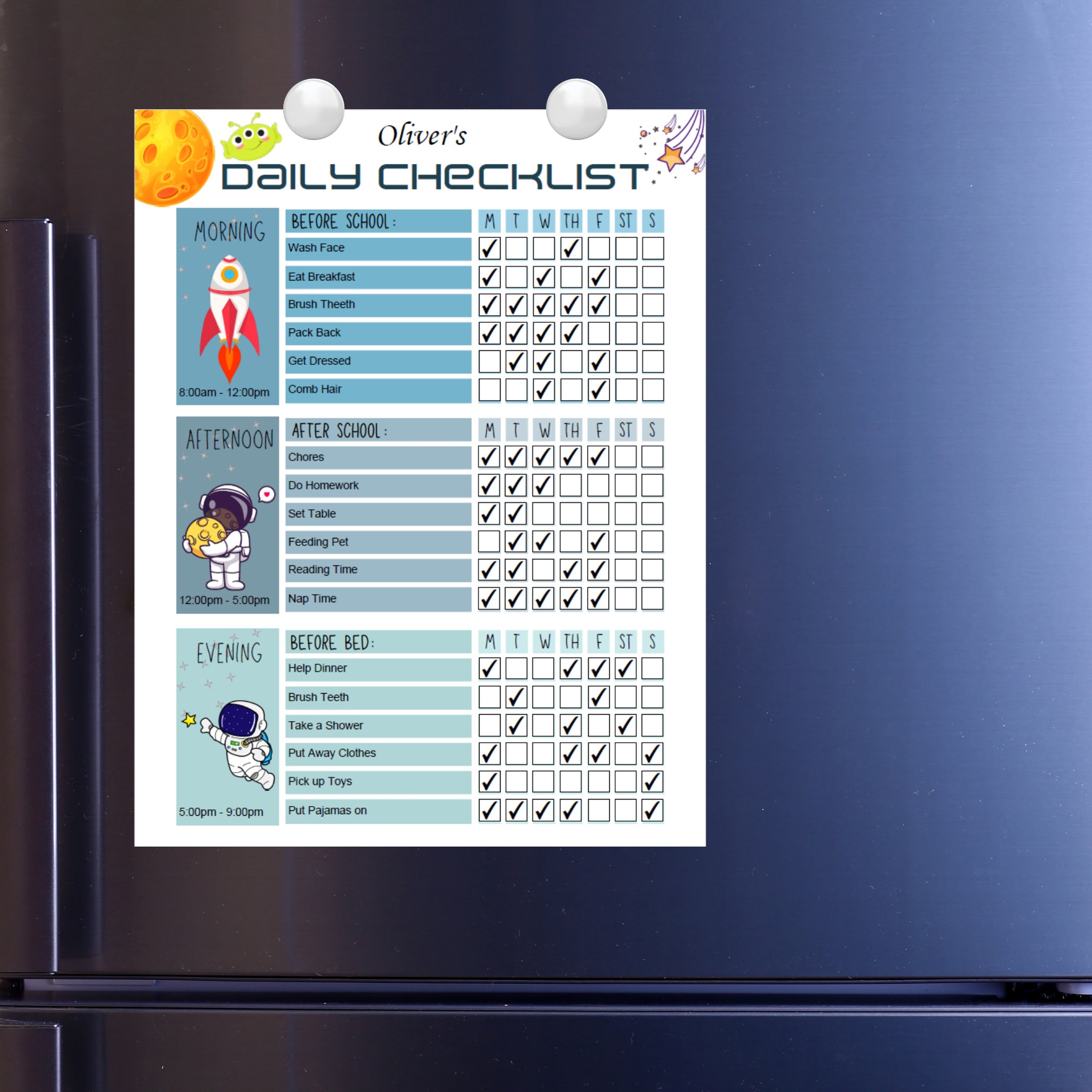 Kids Daily School Checklist, Responsibility Chart, to Do List, Editable ...
