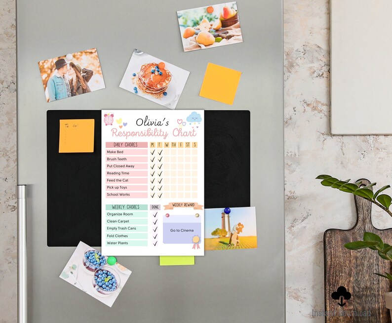 Responsibility Chart, Kids Daily School Checklist, to Do List, Editable ...