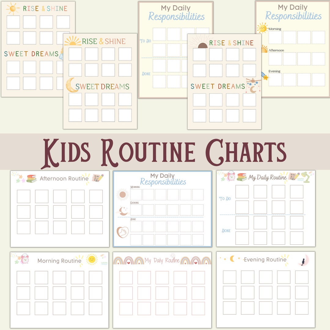 Kids Daily Responsibility Chart, Printable Daily Routine, Visual ...