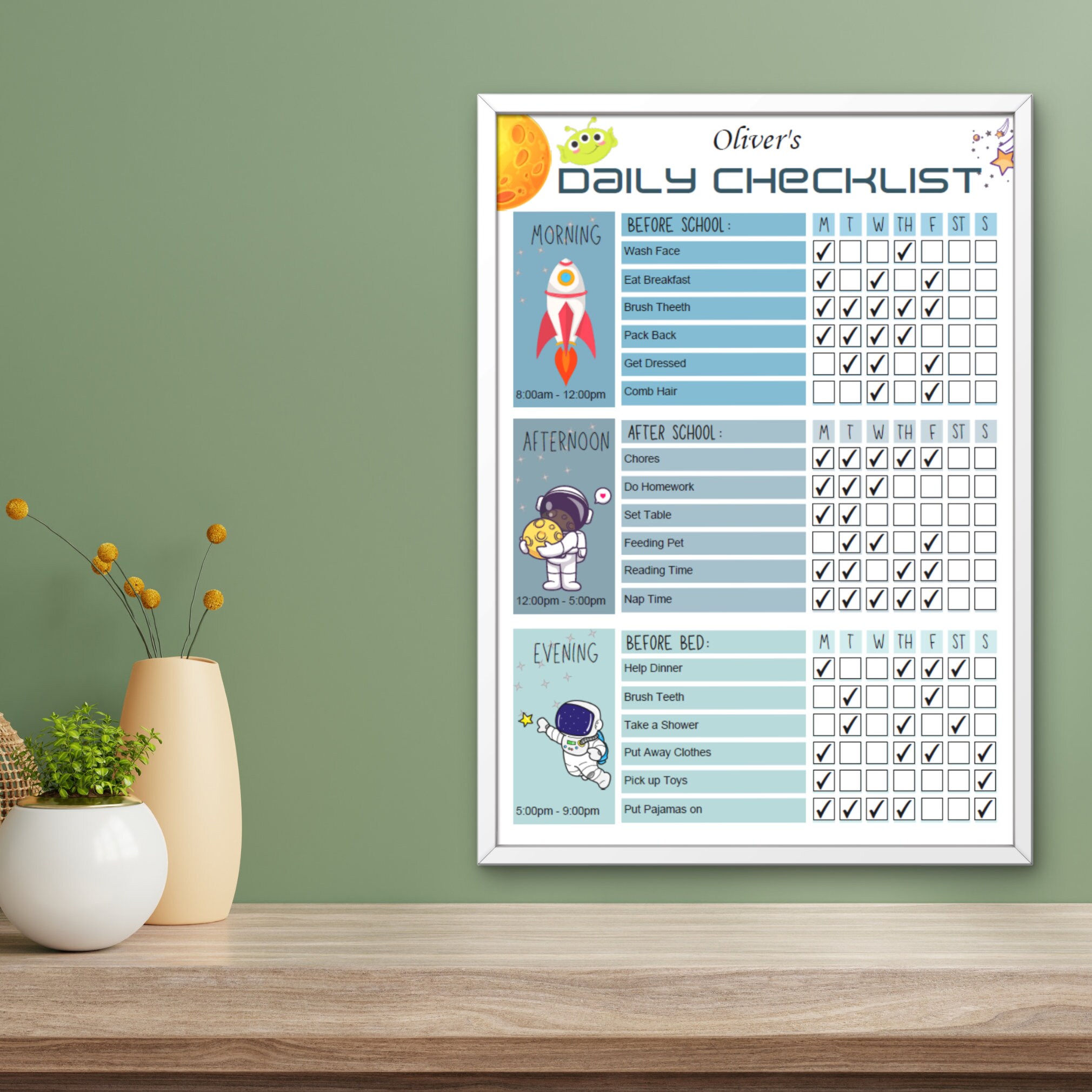 Kids Daily School Checklist, Responsibility Chart, to Do List, Editable ...