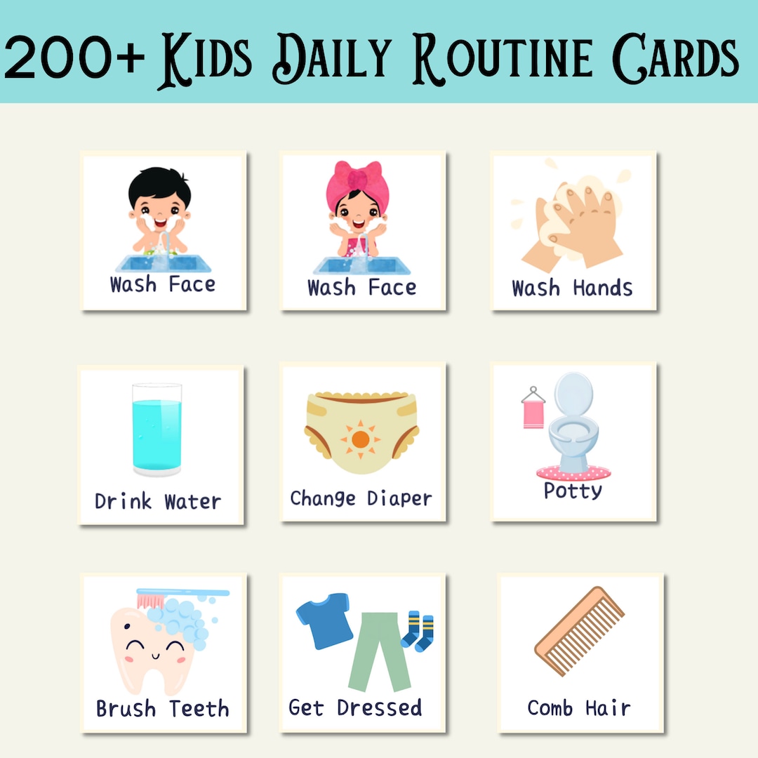 200+ Daily Routine Cards, Editable Kids Daily Rhythm Cards, Toddler ...