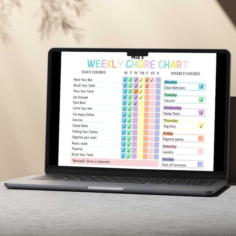 Editable Chore Chart for Kids, Printable Weekly Chore Chart ...