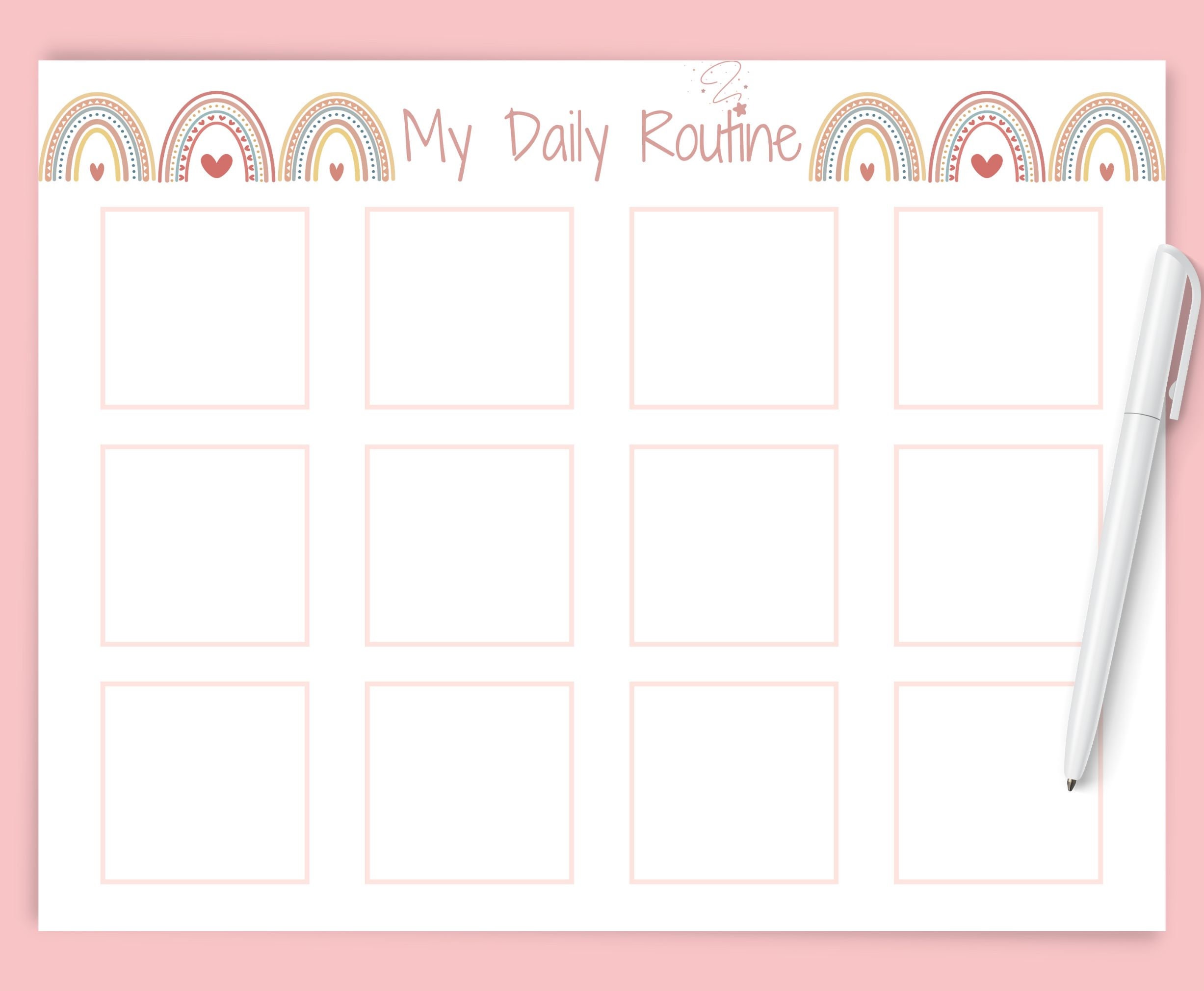 Daily Routine Chart, Toddler Routine Checklist, Rainbow Themed, Kids ...