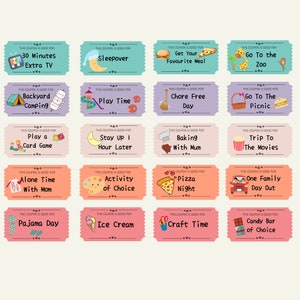 Printable Kids Reward Coupons, Editable Reward Coupons, Pre-filled ...