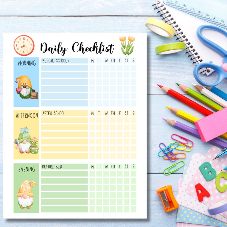 Kids Daily School Checklist, Responsibility Chart, to Do List, Editable ...