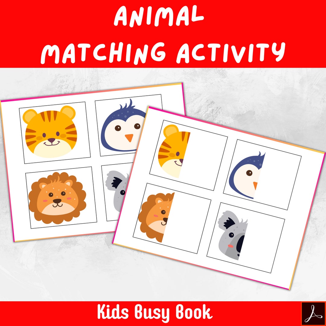 Animals Matching Game for Kids, Toddler Matching Activity, Quiet Book ...