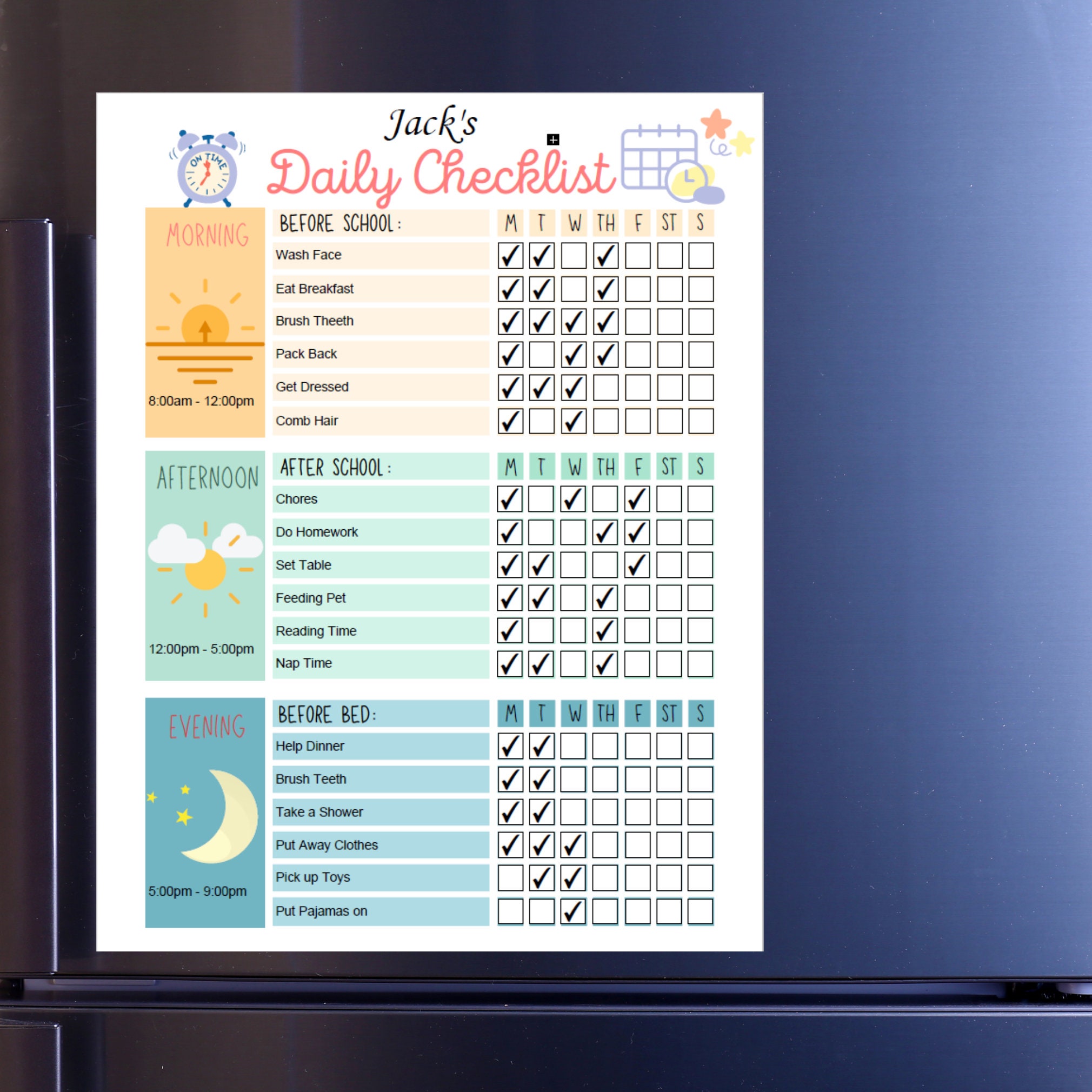 Kids Daily Checklist, Kids Planner, Kids Checklist, Kids Daily Routine ...