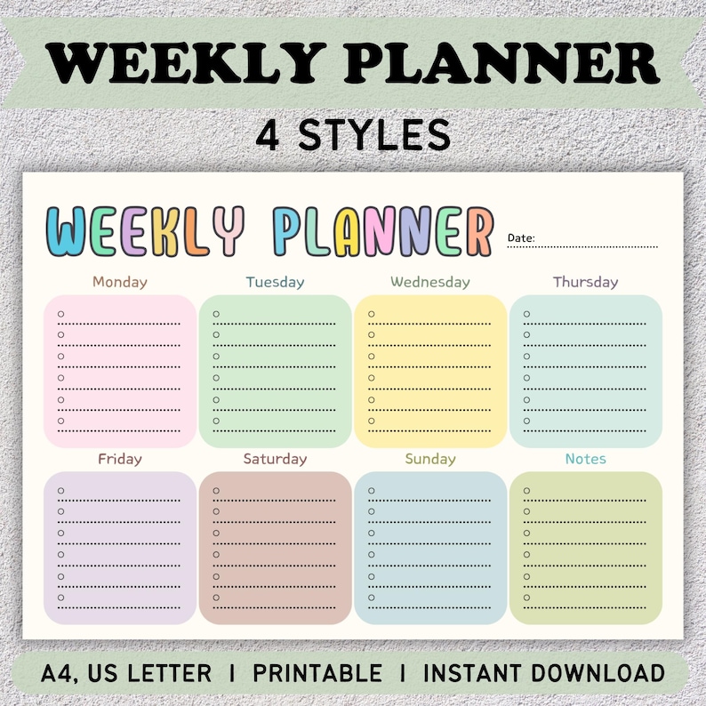 Editable Weekly Planner | Printable, Digital | Weekly Planner PDF ...