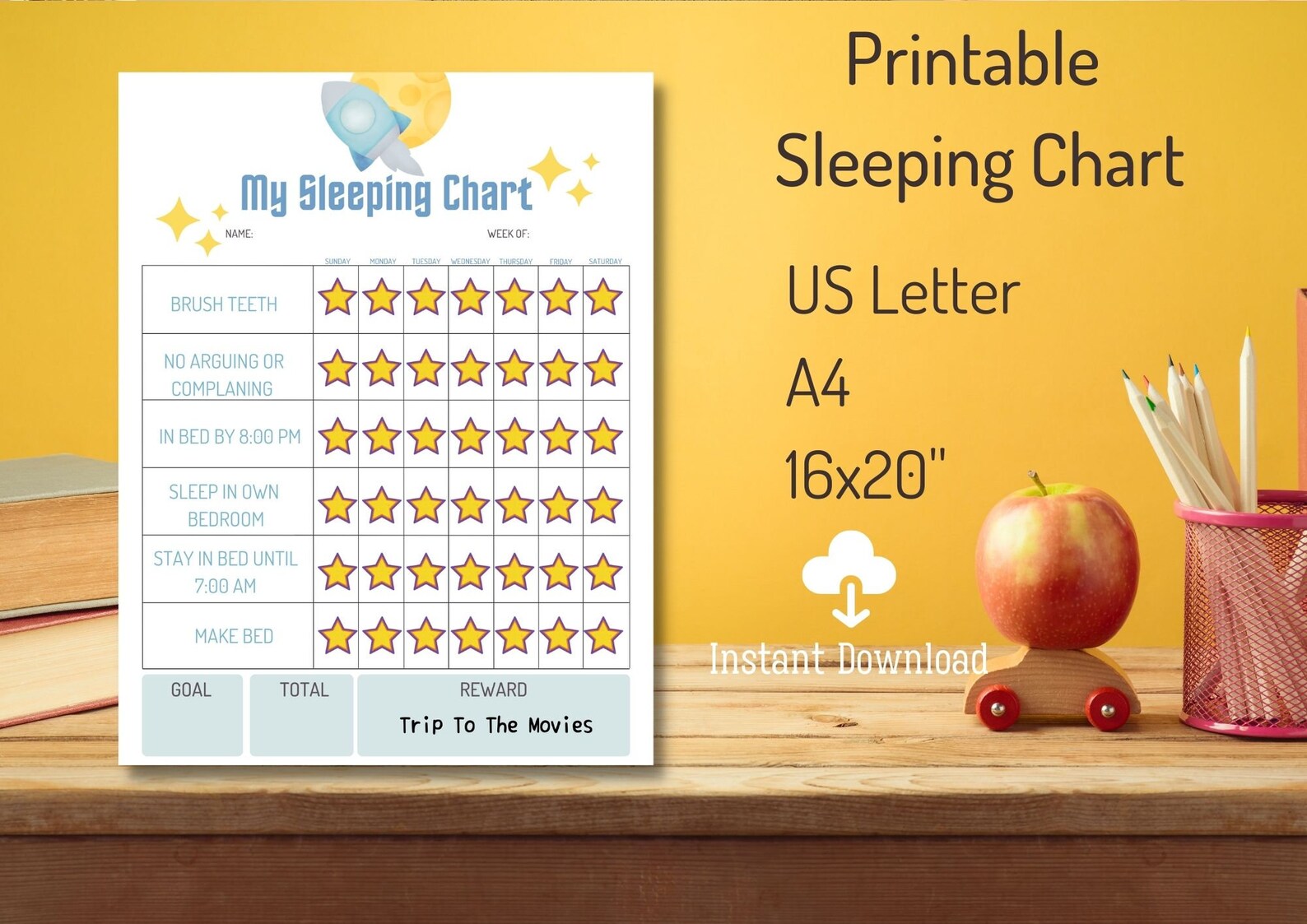 Printable Kid's Sleeping Chart Kids Stay in Bed All Night - Etsy