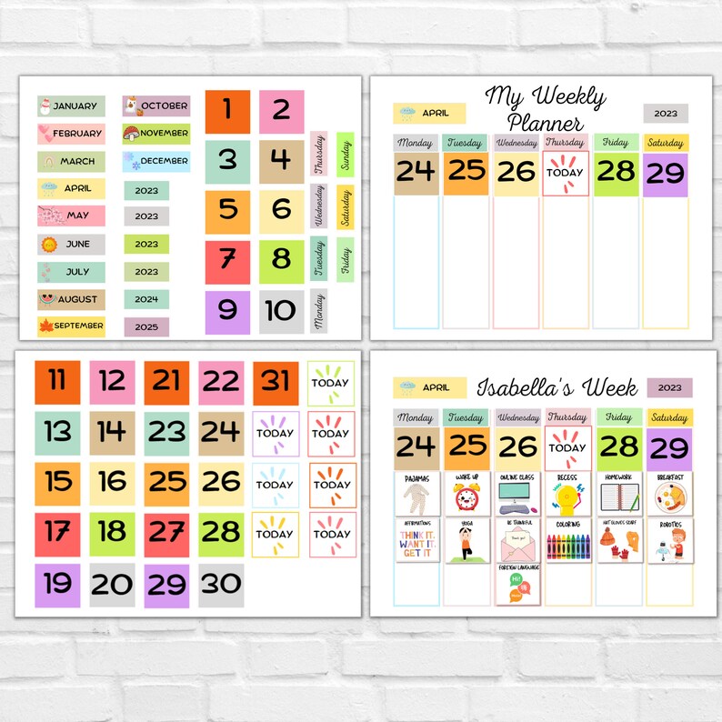 Editable Kids Routine Chart Template, Weekly Visual Schedule for Kids ...