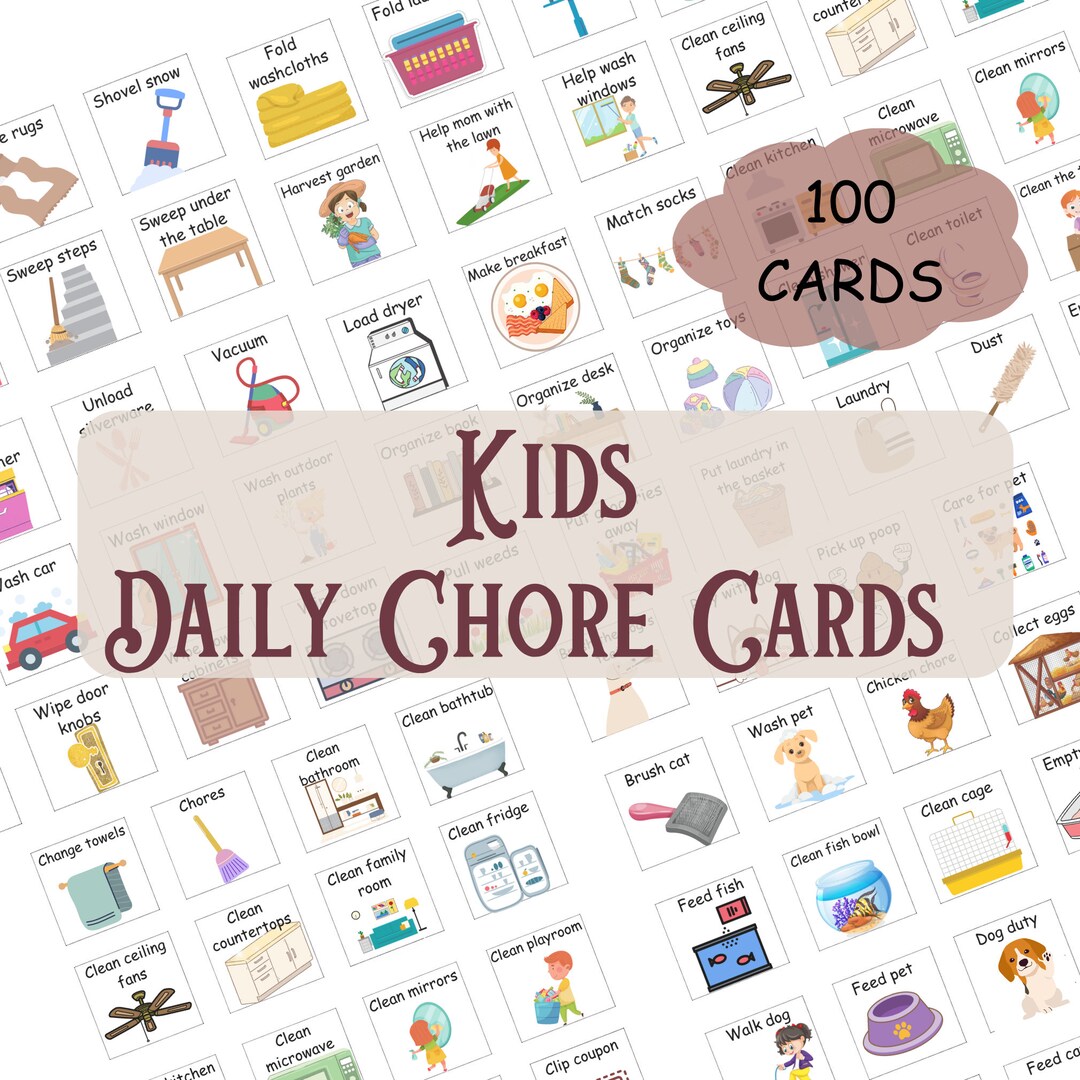 Printable Daily Chore Cards, Toddler Chores, Preschool Routine, Kids ...