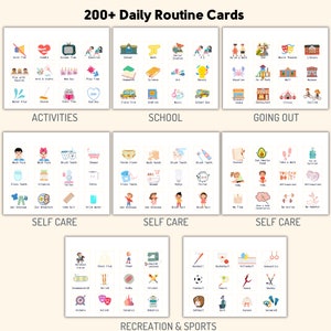200+ Daily Routine Cards, Editable Kids Daily Rhythm Cards, Toddler ...
