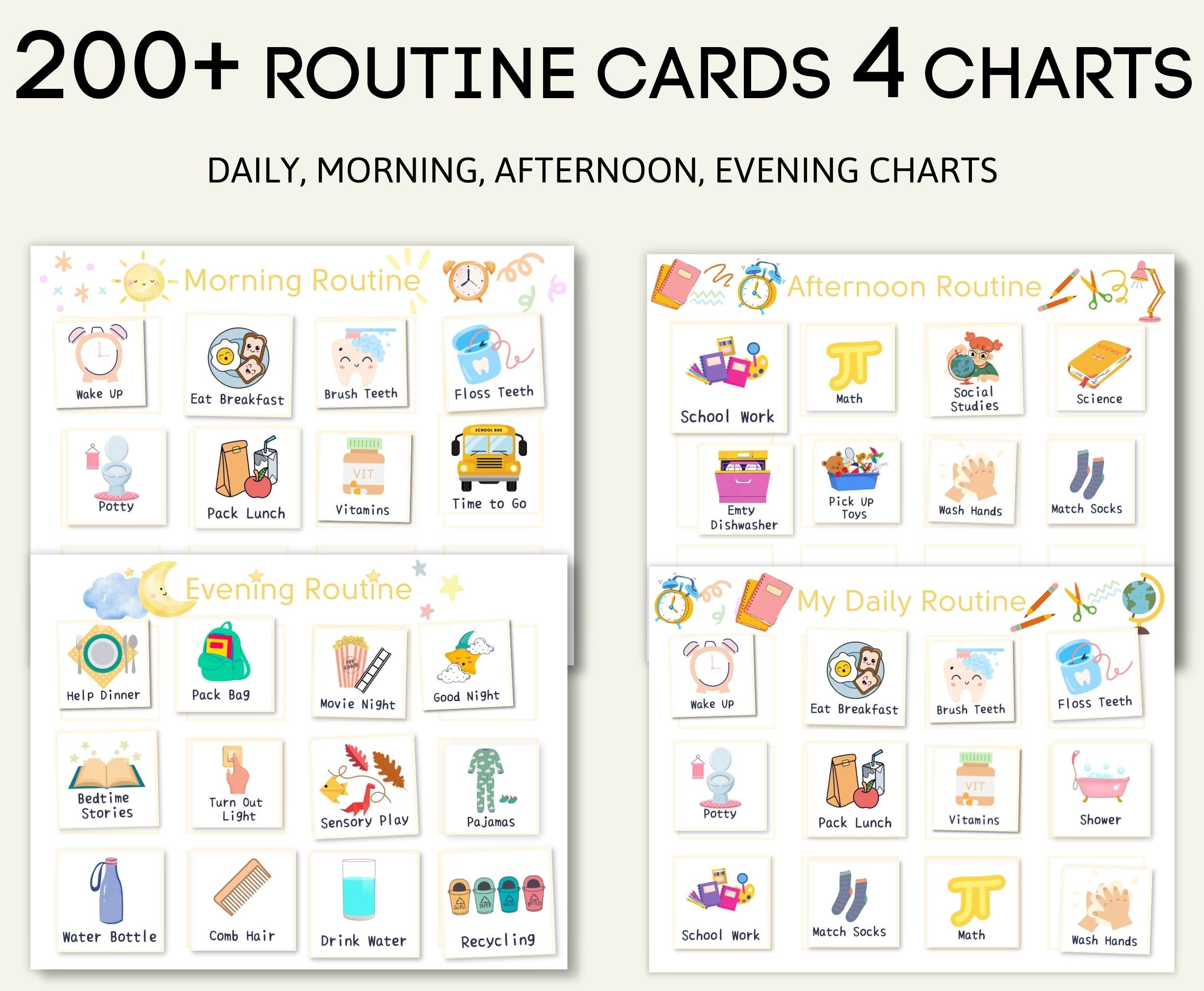 200 Daily Routine Cards, Editable Kids Daily Rhythm Cards, Toddler ...