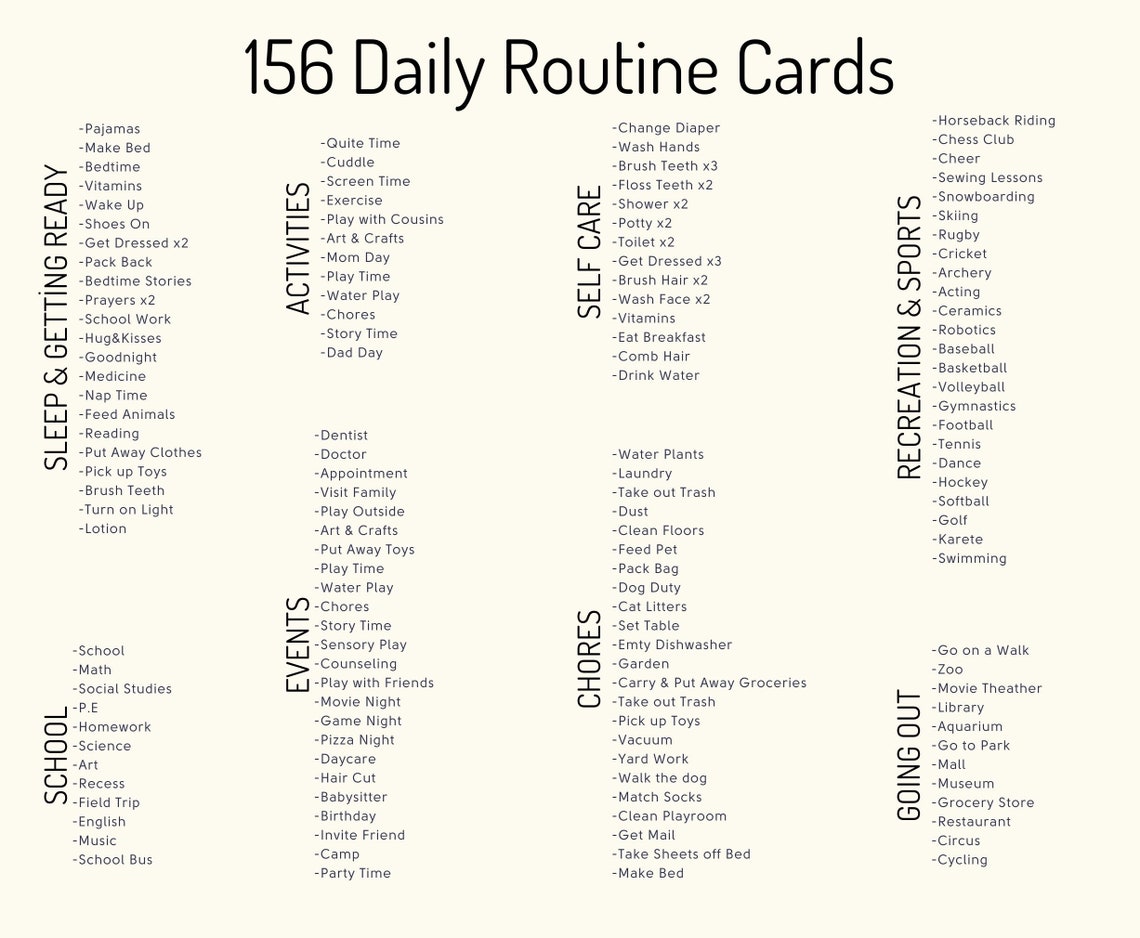 Daily Routine Cards and Charts, Toddler Routine Checklist, Kids Visual ...