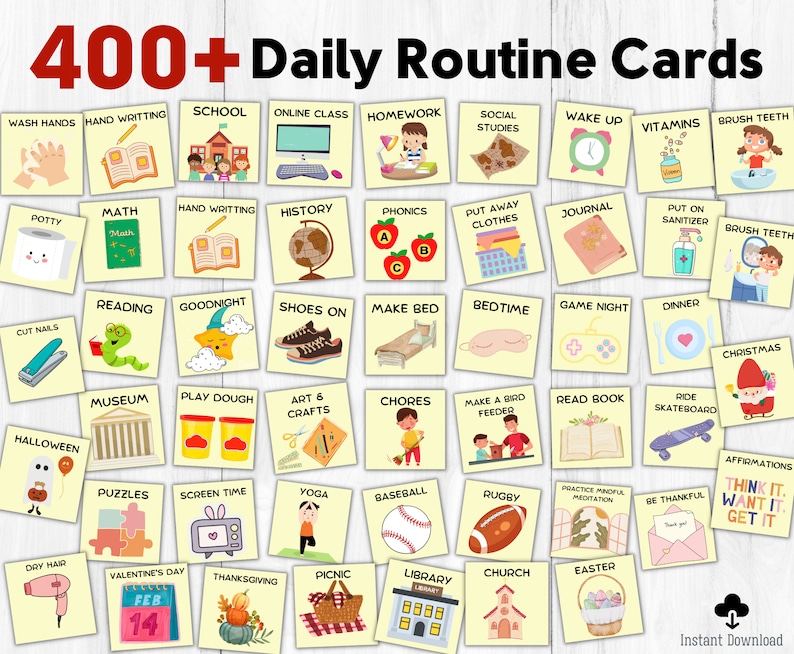Daily Routine Cards, Visual Schedule, Printable Daily Routine Charts ...