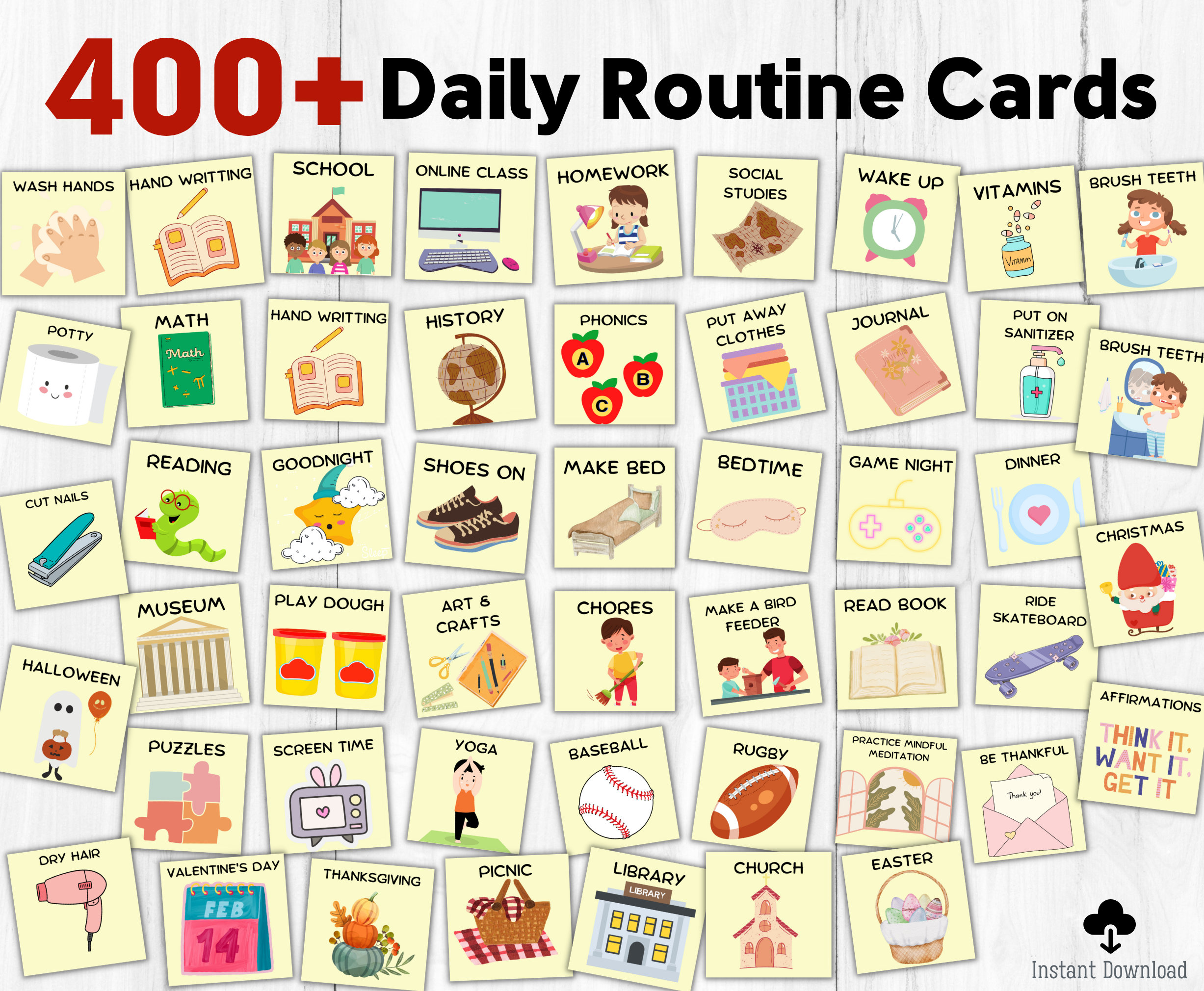 Daily Routine Cards, Visual Schedule, Printable Daily Routine Charts ...