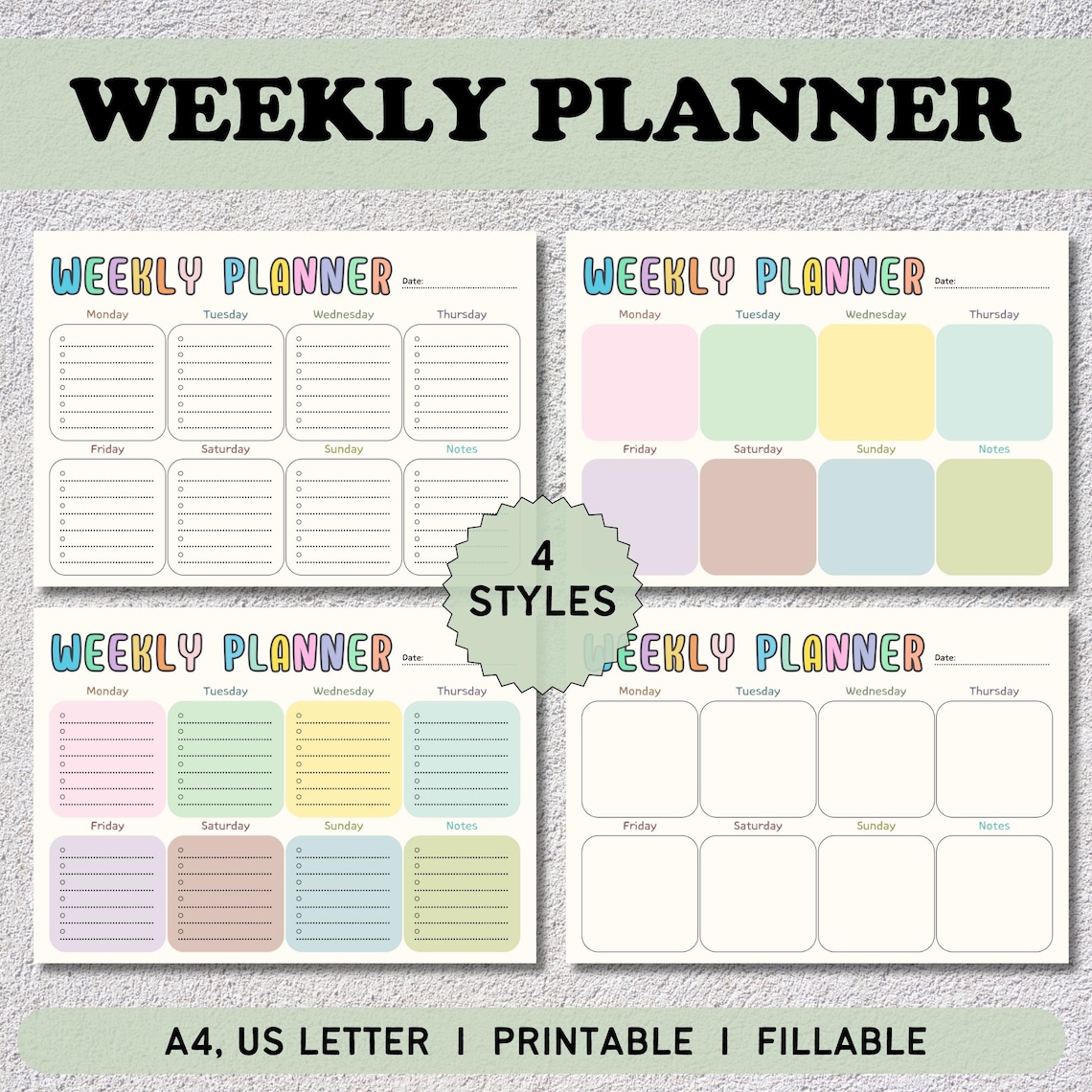 Editable Weekly Planner | Printable, Digital | Weekly Planner PDF ...