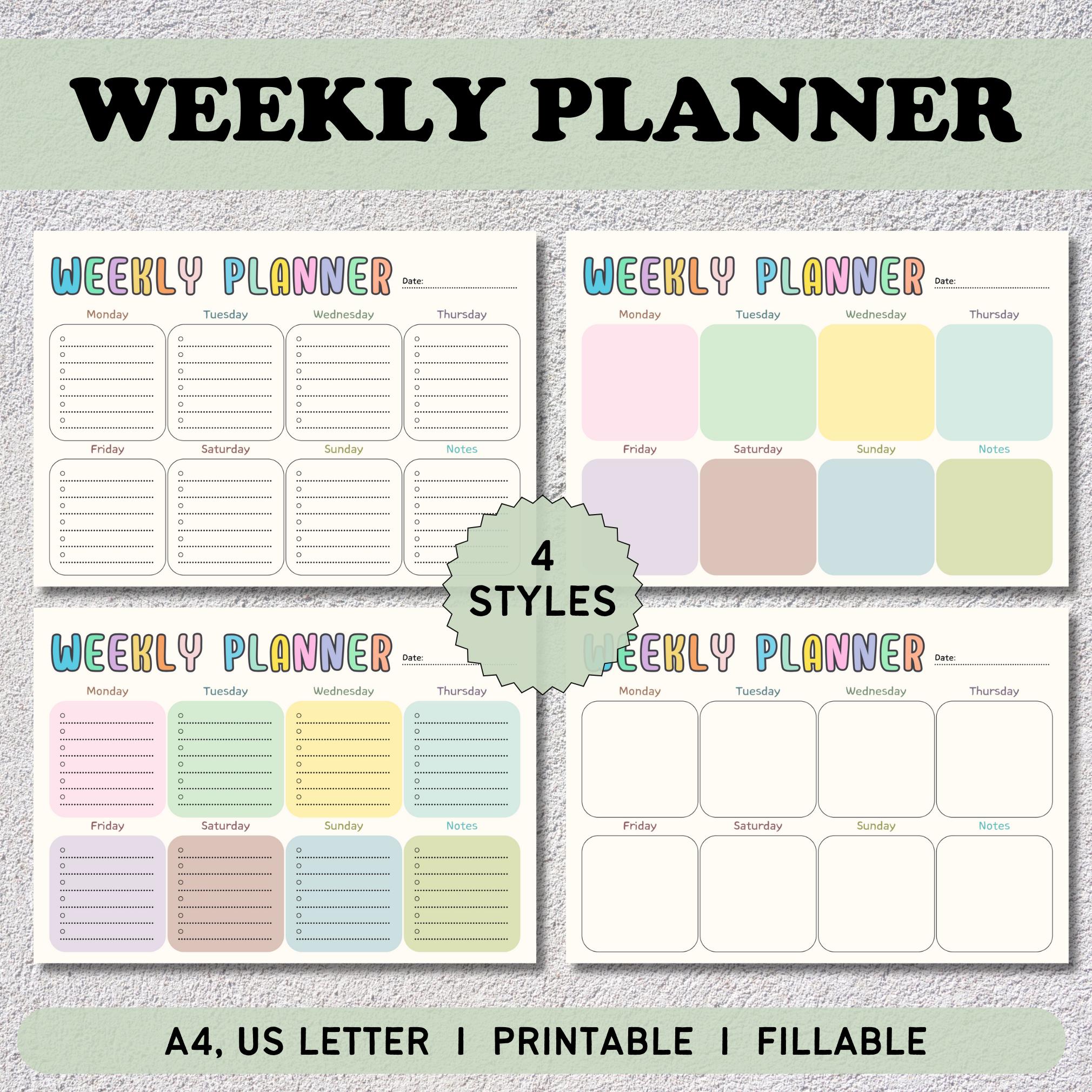 Editable Weekly Planner | Printable, Digital | Weekly Planner PDF ...