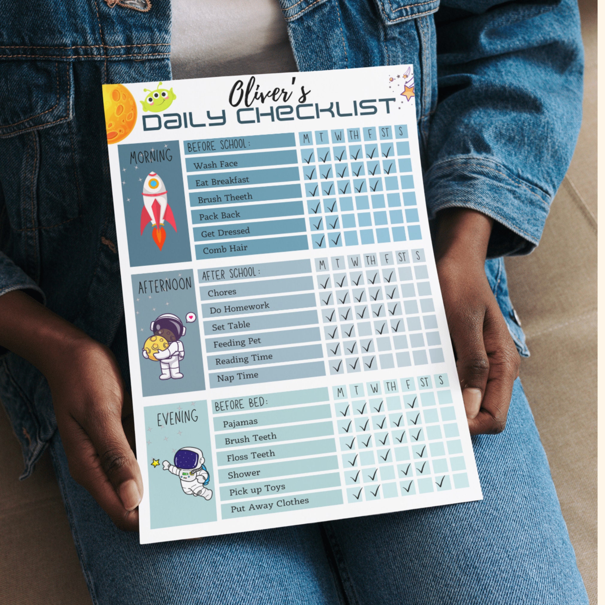 Kids Daily School Checklist, Responsibility Chart, to Do List, Editable ...