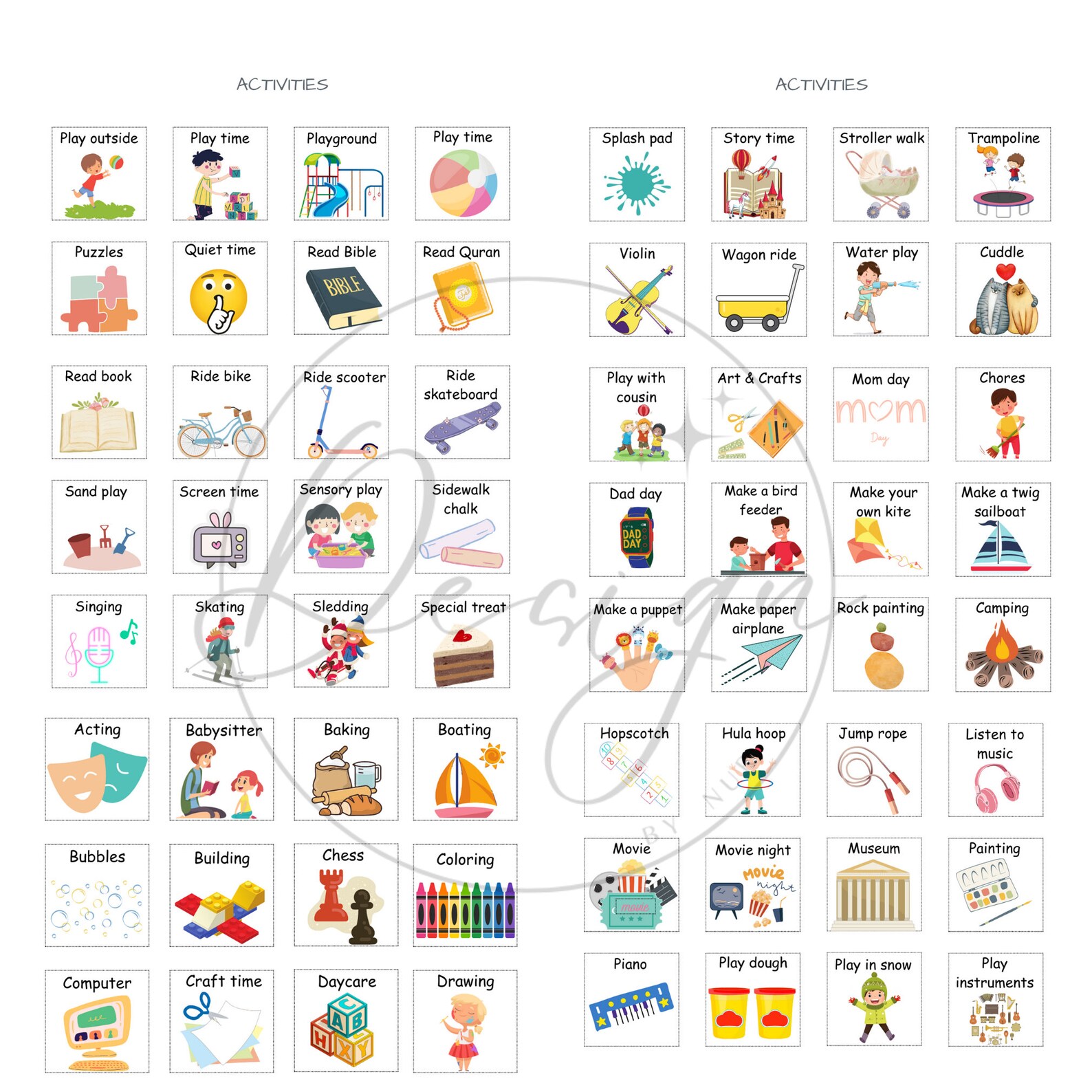 Printable Daily Routine Cards, Kids Activity, Recreation, Sports Cards ...