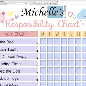 Responsibility Chart, Kids Daily School Checklist, to Do List, Editable ...