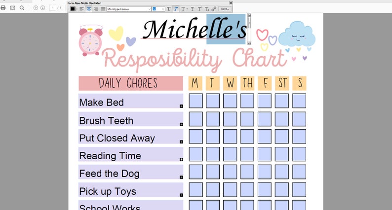 Responsibility Chart, Kids Daily School Checklist, to Do List, Editable ...
