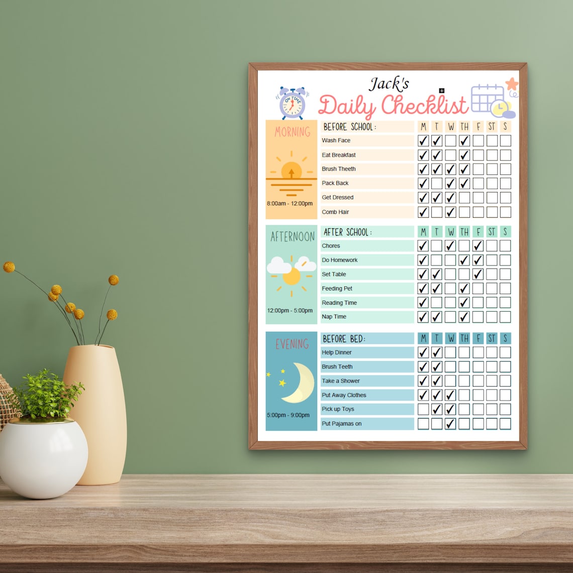 Kids Daily Checklist, Kids Planner, Kids Checklist, Kids Daily Routine ...