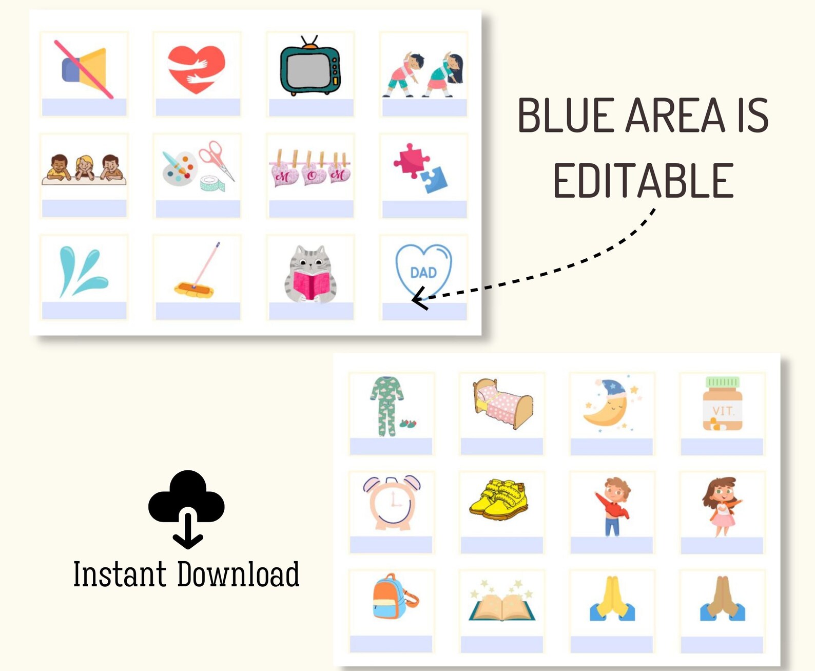 200 Daily Routine Cards, Editable Kids Daily Rhythm Cards, Toddler ...