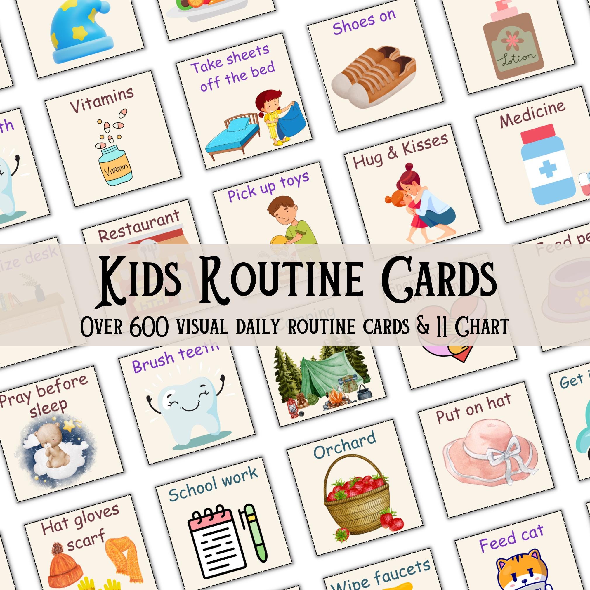 Daily Routine Cards, Visual Schedule, Toddler Routine Chart, Kids Chore ...