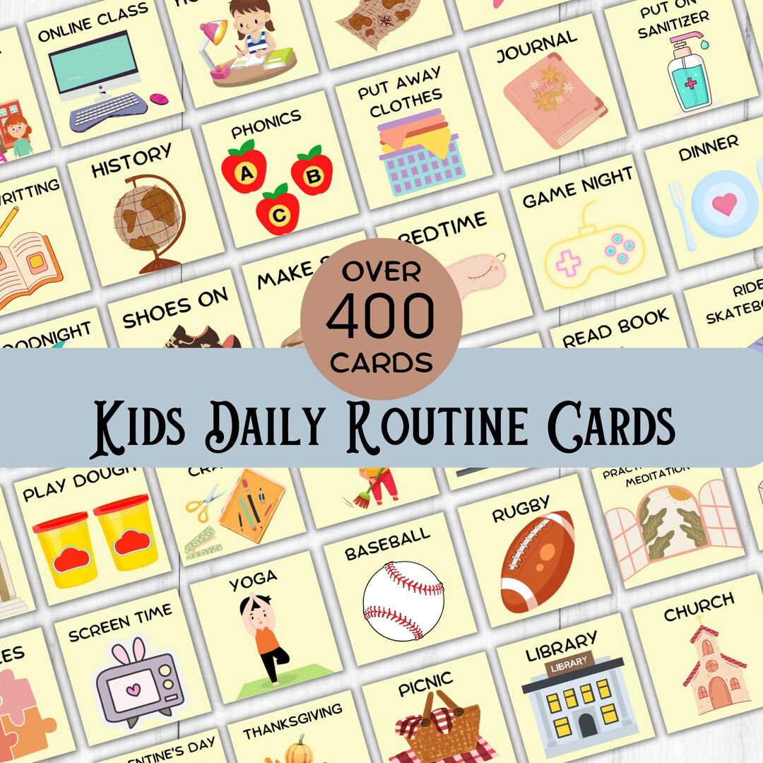 400+ Daily Routine Cards, Kids Daily Rhythm Cards, Toddler Routine ...