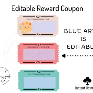 Printable Kids Reward Coupons, Editable Reward Coupons, Pre-filled ...