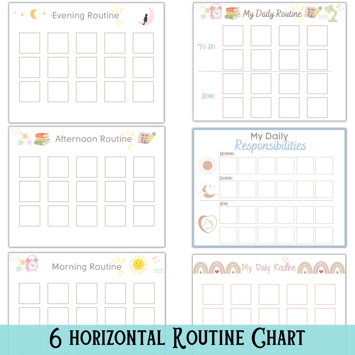 Kids Daily Responsibility Chart, Printable Daily Routine, Visual ...