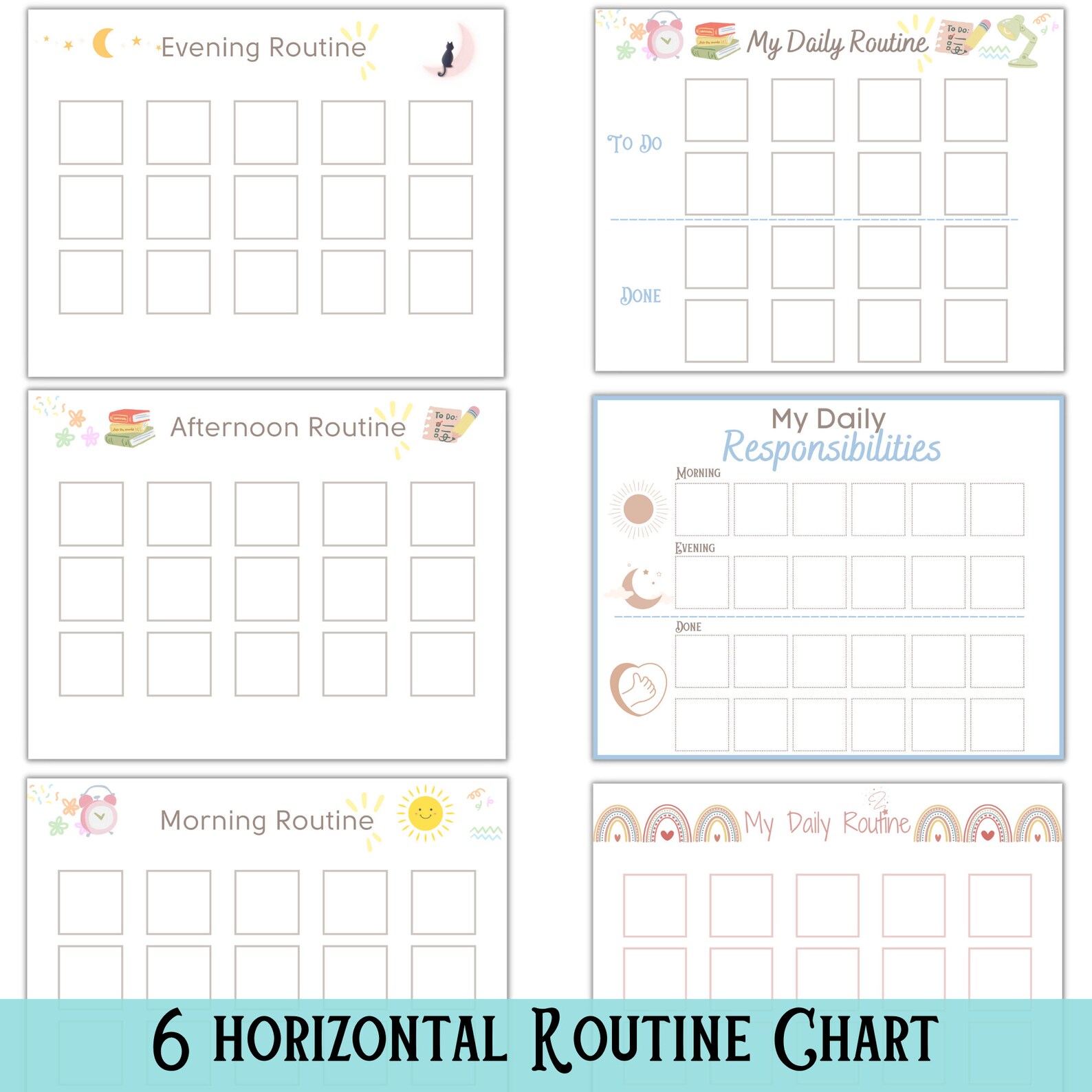 Kids Daily Responsibility Chart, Printable Daily Routine, Visual ...
