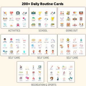 200+ Daily Routine Cards, Editable Kids Daily Rhythm Cards, Toddler ...