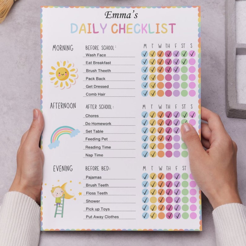 Kids Daily Checklist, Kids Planner, Kids Checklist, Kids Daily Routine ...