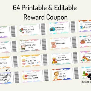 Printable Kids Reward Coupons Editable Reward Coupons - Etsy