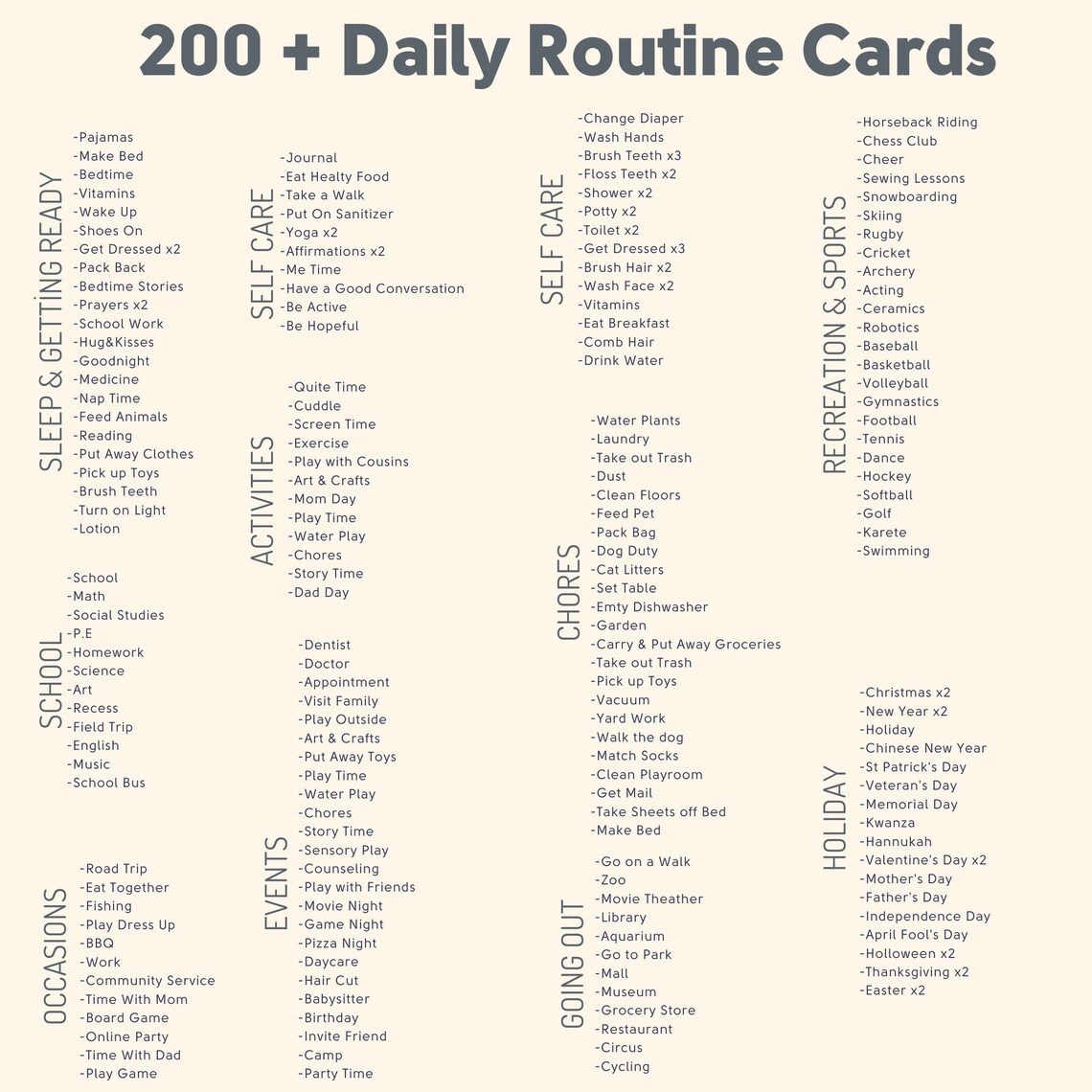 200+ Daily Routine Cards, Editable Kids Daily Rhythm Cards, Toddler ...